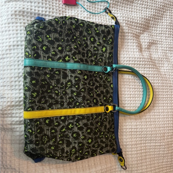 Gabs | Bags | Gabs Trendy Leopard Print Tote Bag With Blue And Yellow ...